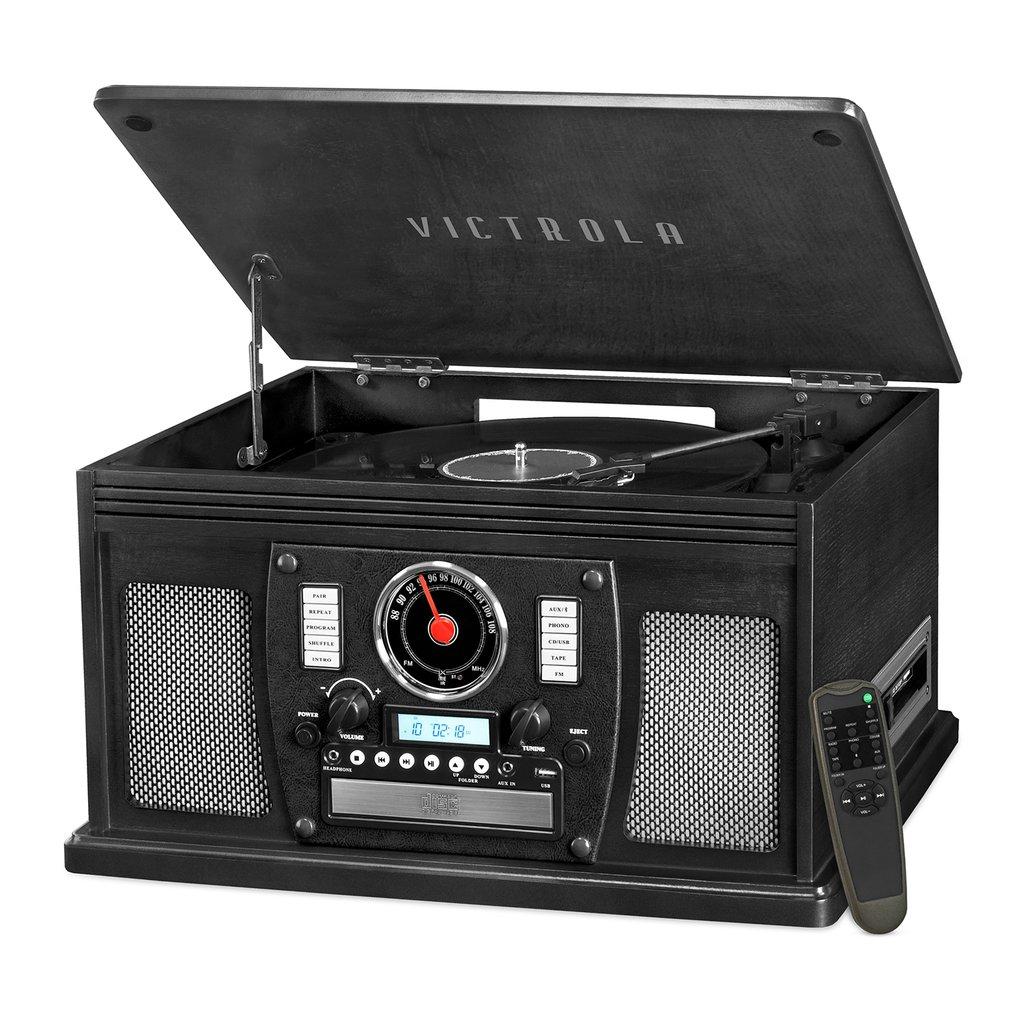 Victrola Wood 8-in-1 Nostalgic Bluetooth Record Player with USB ...