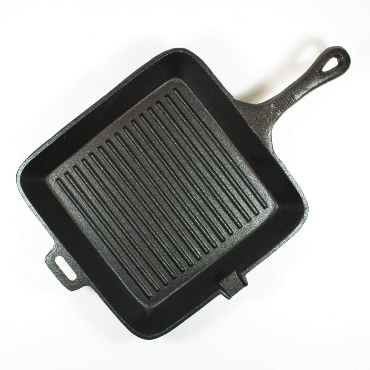 CAST IRON SQUARE GRILL PAN WITH ASST. HANDLE 10.5X1.75 - Dutch Country ...
